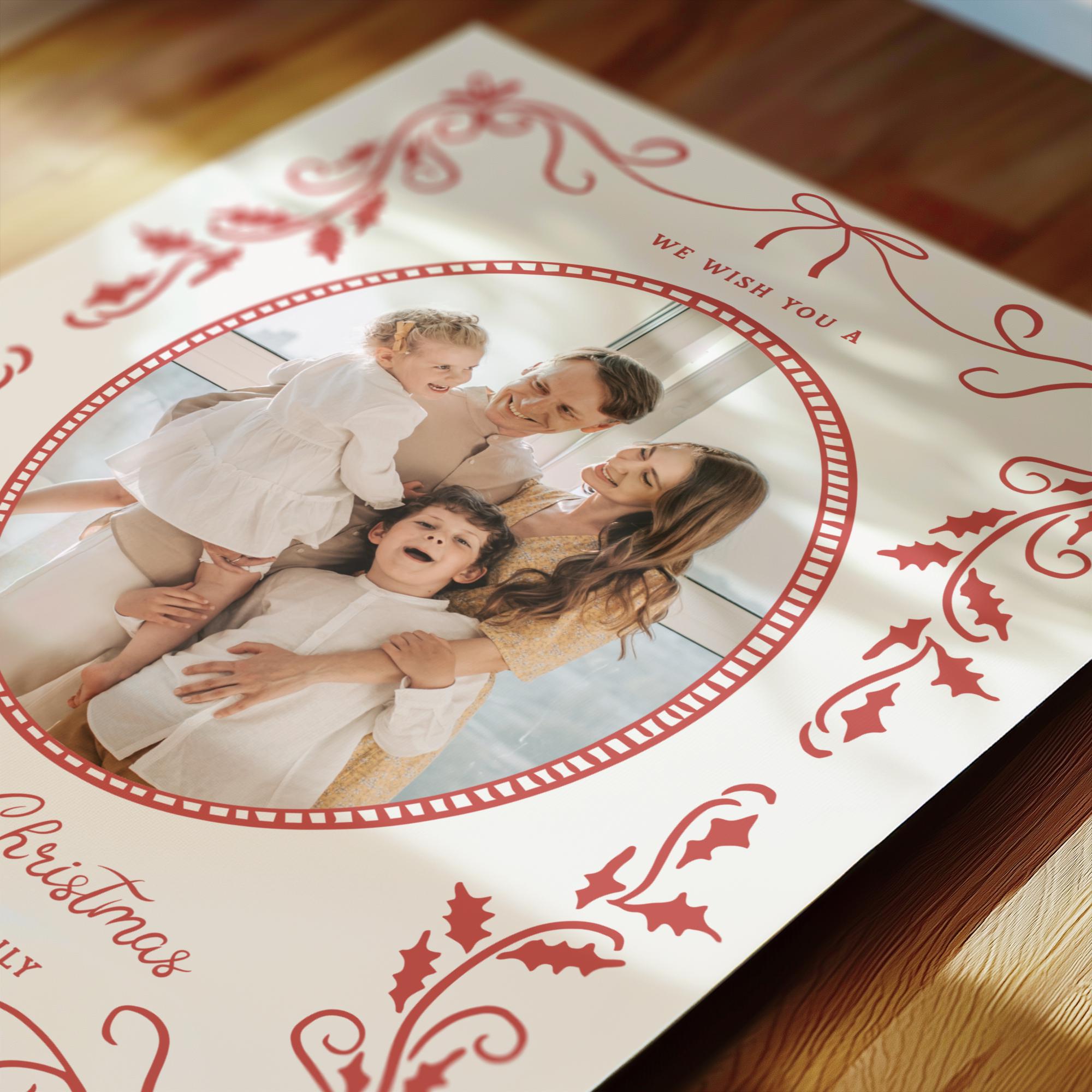 Christmas Photo Card Whimsical Holiday Picture Card Editable Hand Drawn ...