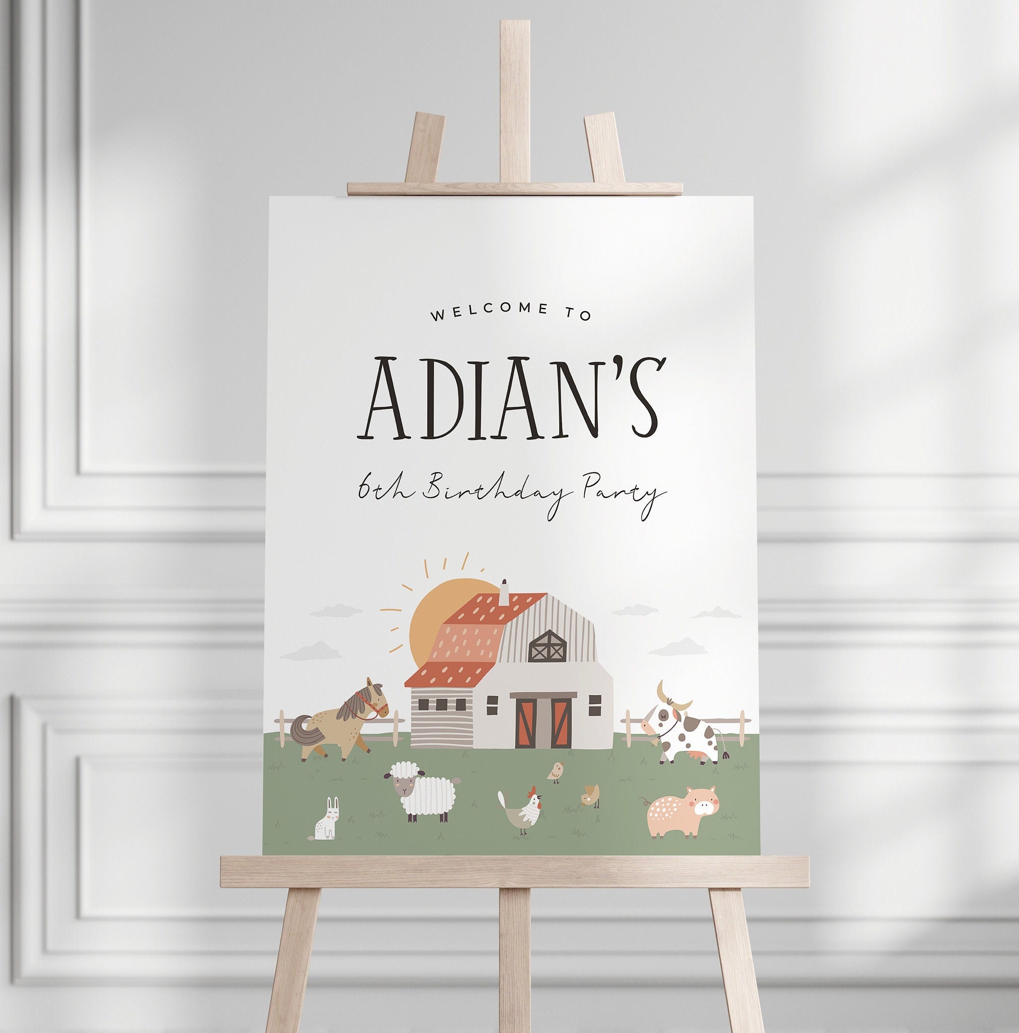 Farm Birthday Welcome Sign, Farm Animals Party Sign, Boho Farm Theme ...