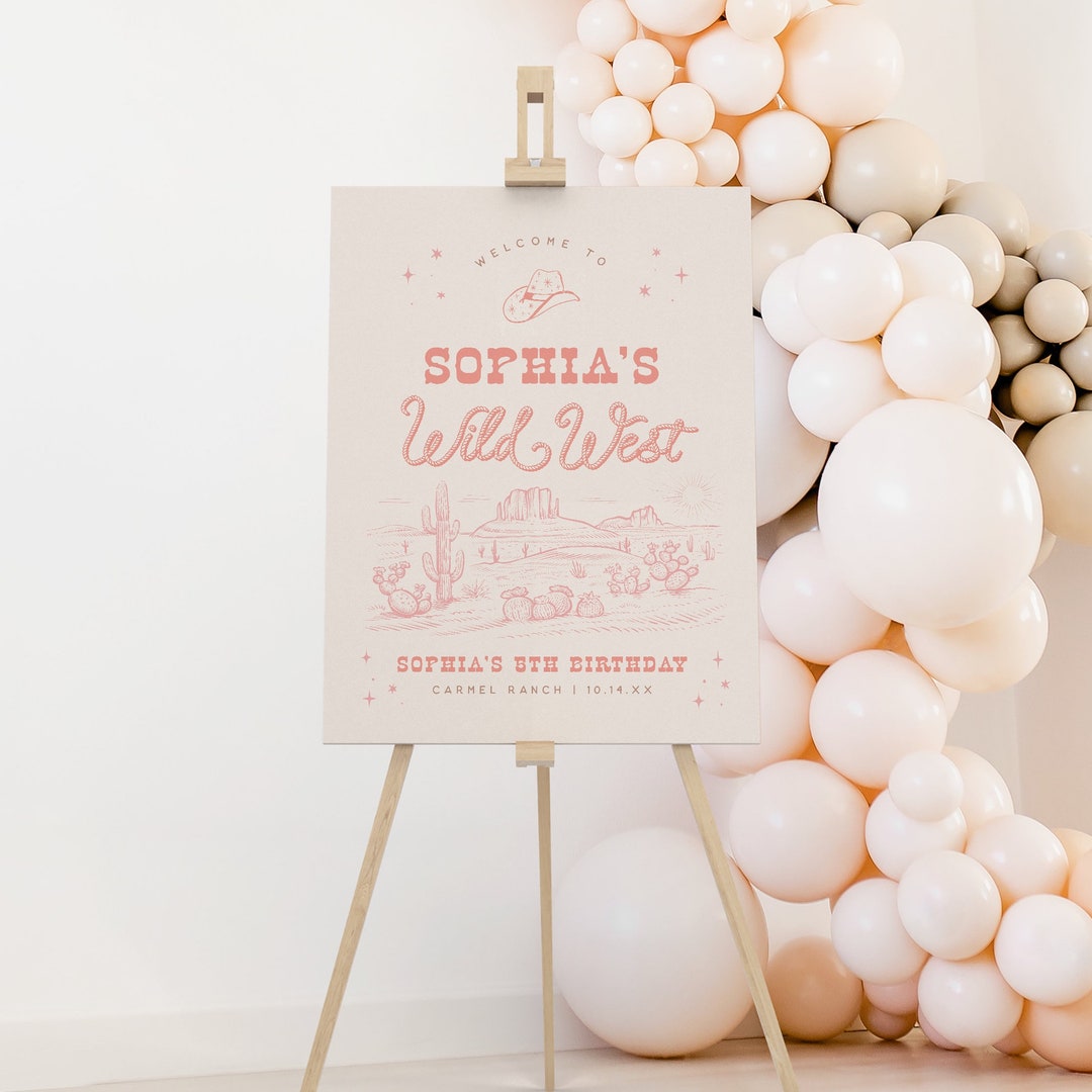 Wild West Welcome Sign Cowgirl Birthday Sign Wild West 1st Rodeo Retro ...