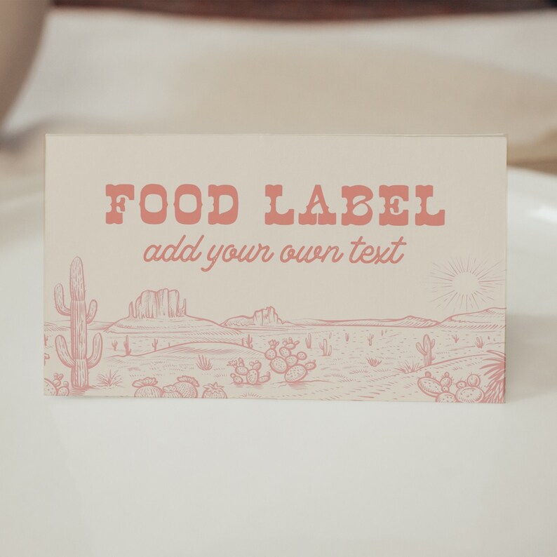 Wild West Food Label Cowgirl Birthday Party First Rodeo Place Card ...