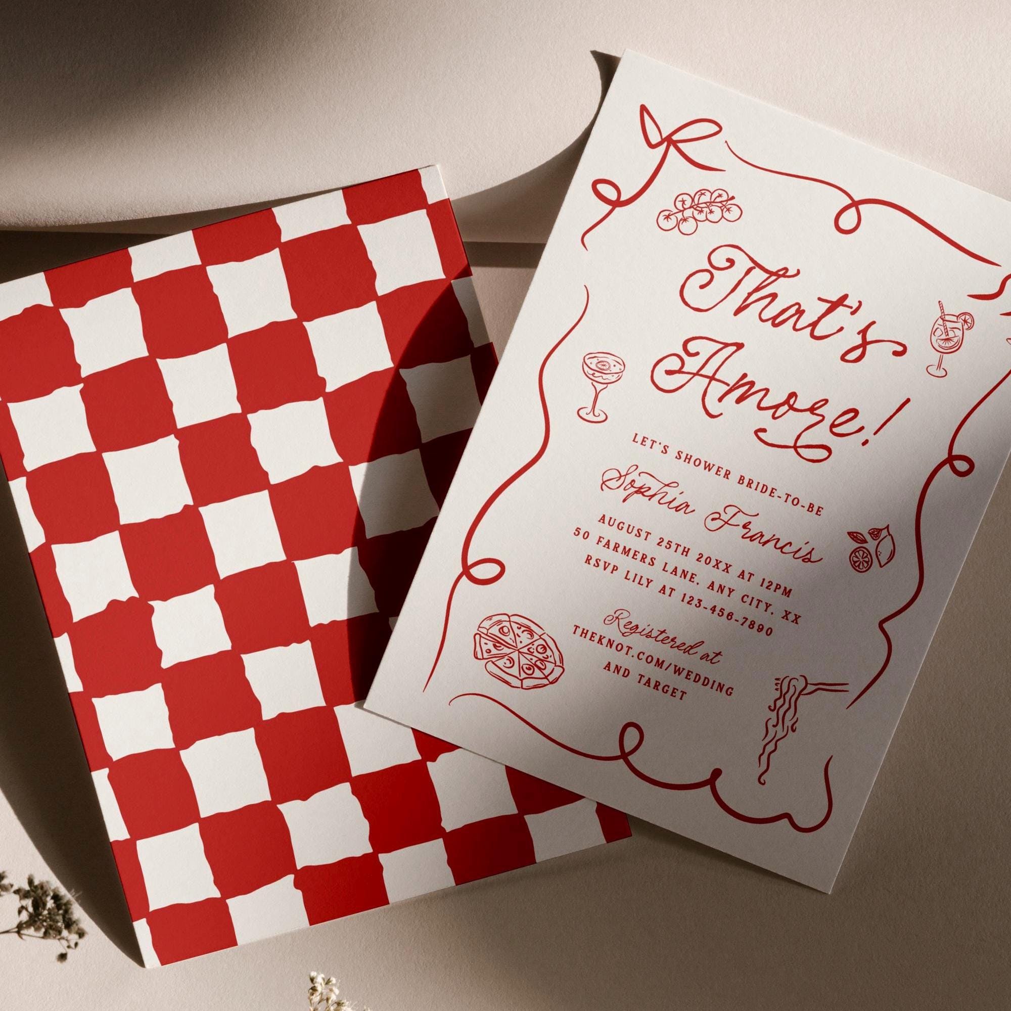Thats Amore Shower Invitation Hand Drawn Italian Bridal Shower ...