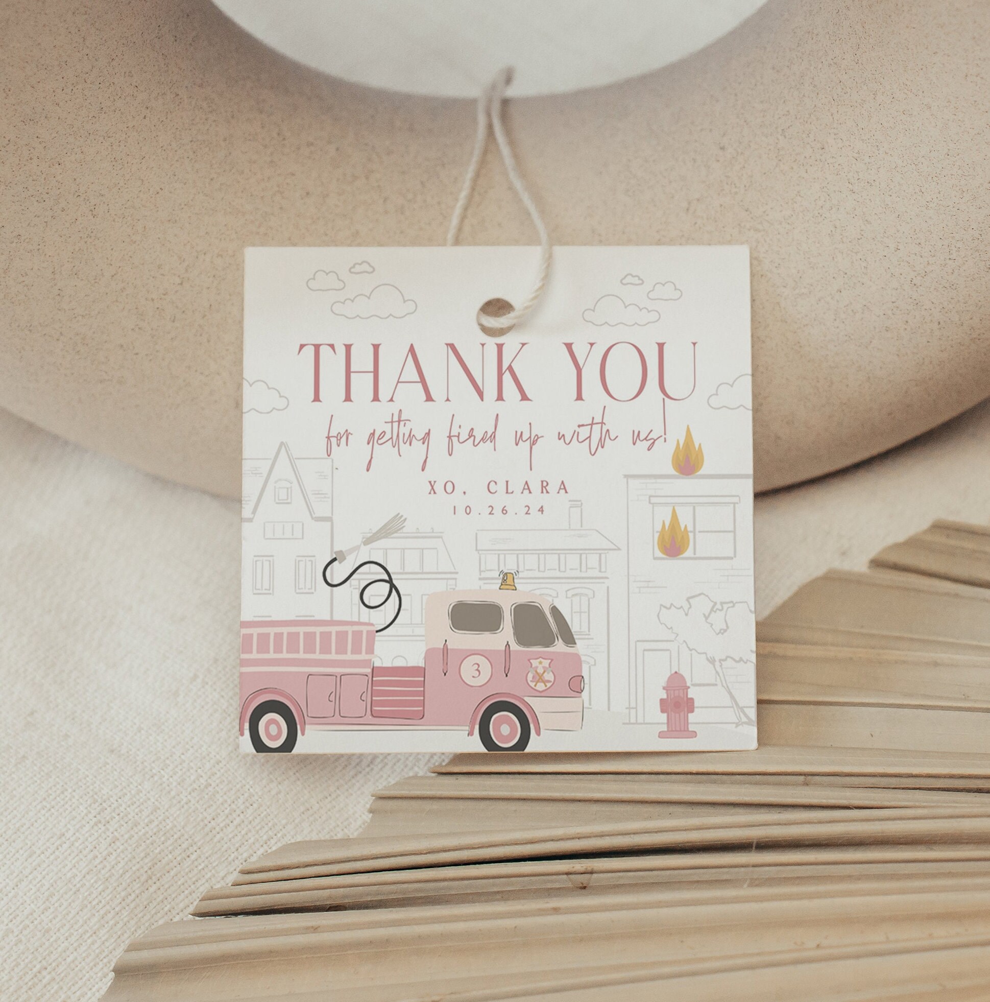 Fire Truck Birthday Favor Tag Fire Engine Birthday Tags Fireman Party ...