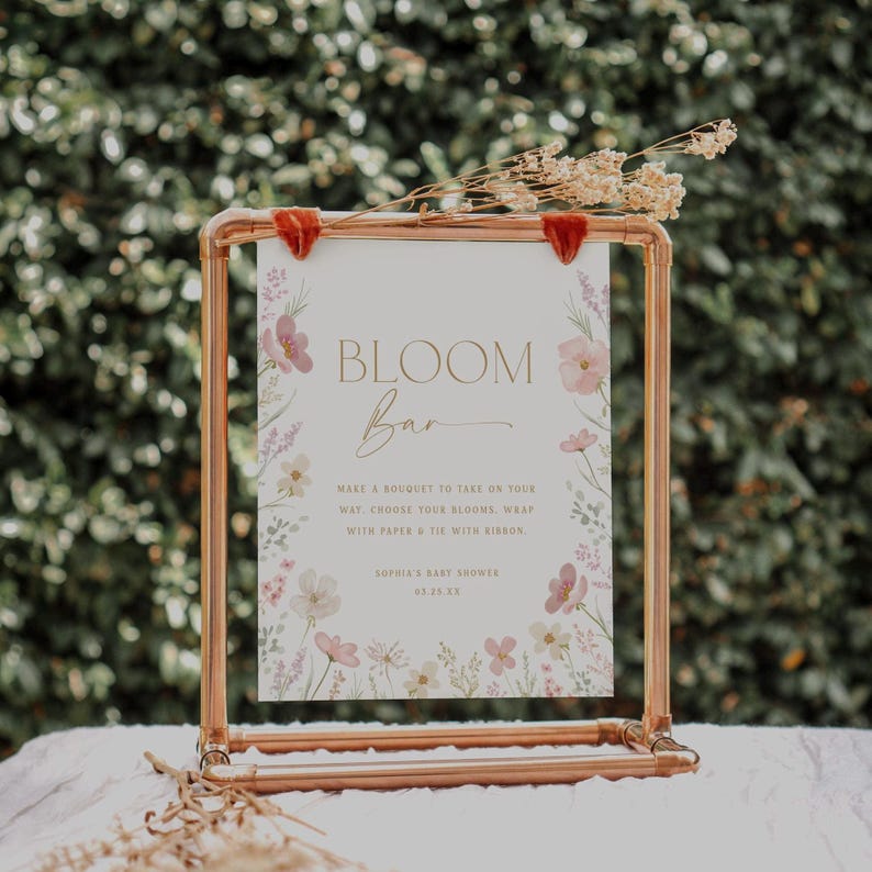 Bloom Bar Sign Editable Flower Sign Custom Table Sign Printable Flower ...