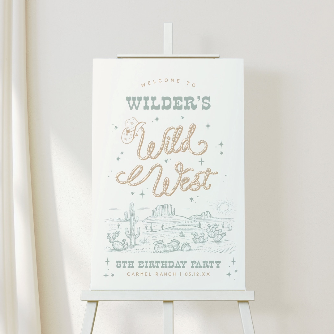 Wild West Welcome Sign Cowboy Birthday Sign First Rodeo Retro Rodeo ...