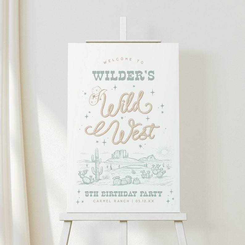 Wild West Welcome Sign Cowboy Birthday Sign First Rodeo Retro Rodeo ...