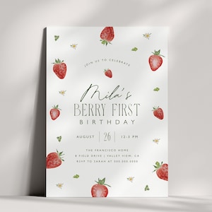 Berry First Birthday Invitation, Berry 1st Birthday Invitation, Modern ...