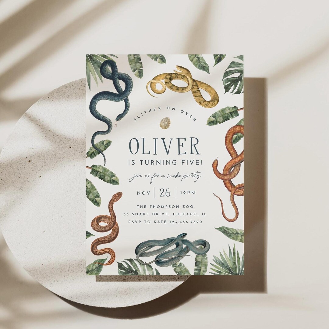 Snake Birthday Invitation Reptile Party Invite Modern Snake Invitation ...