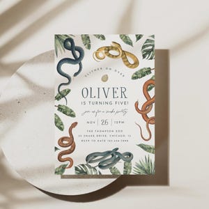 Snake Birthday Invitation Reptile Party Invite Modern Snake Invitation ...