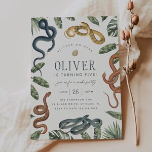 Snake Birthday Invitation Reptile Party Invite Modern Snake Invitation ...