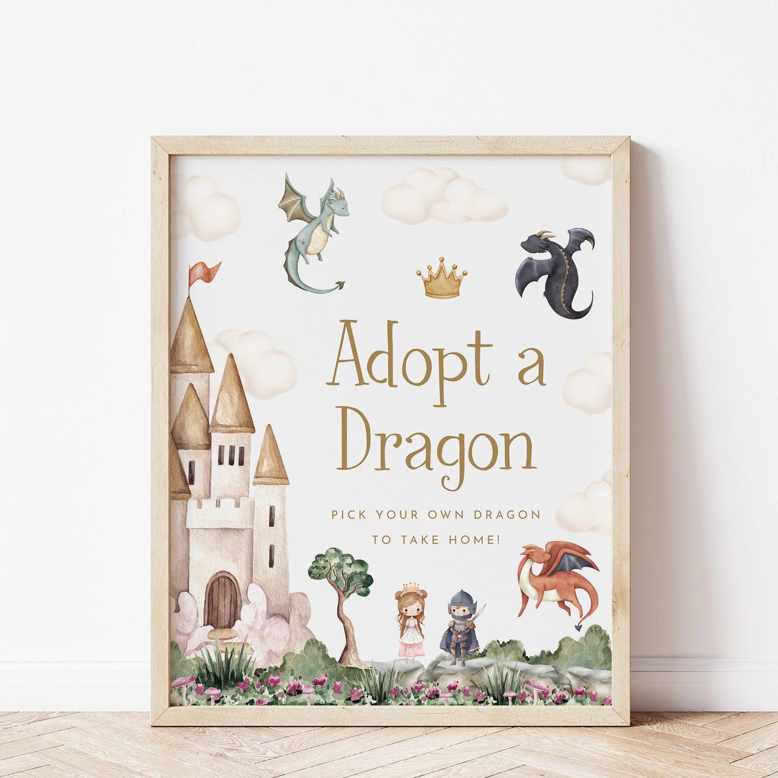 Adopt a Dragon Sign Magical Adventure Birthday Princess Dragon Boy Girl ...