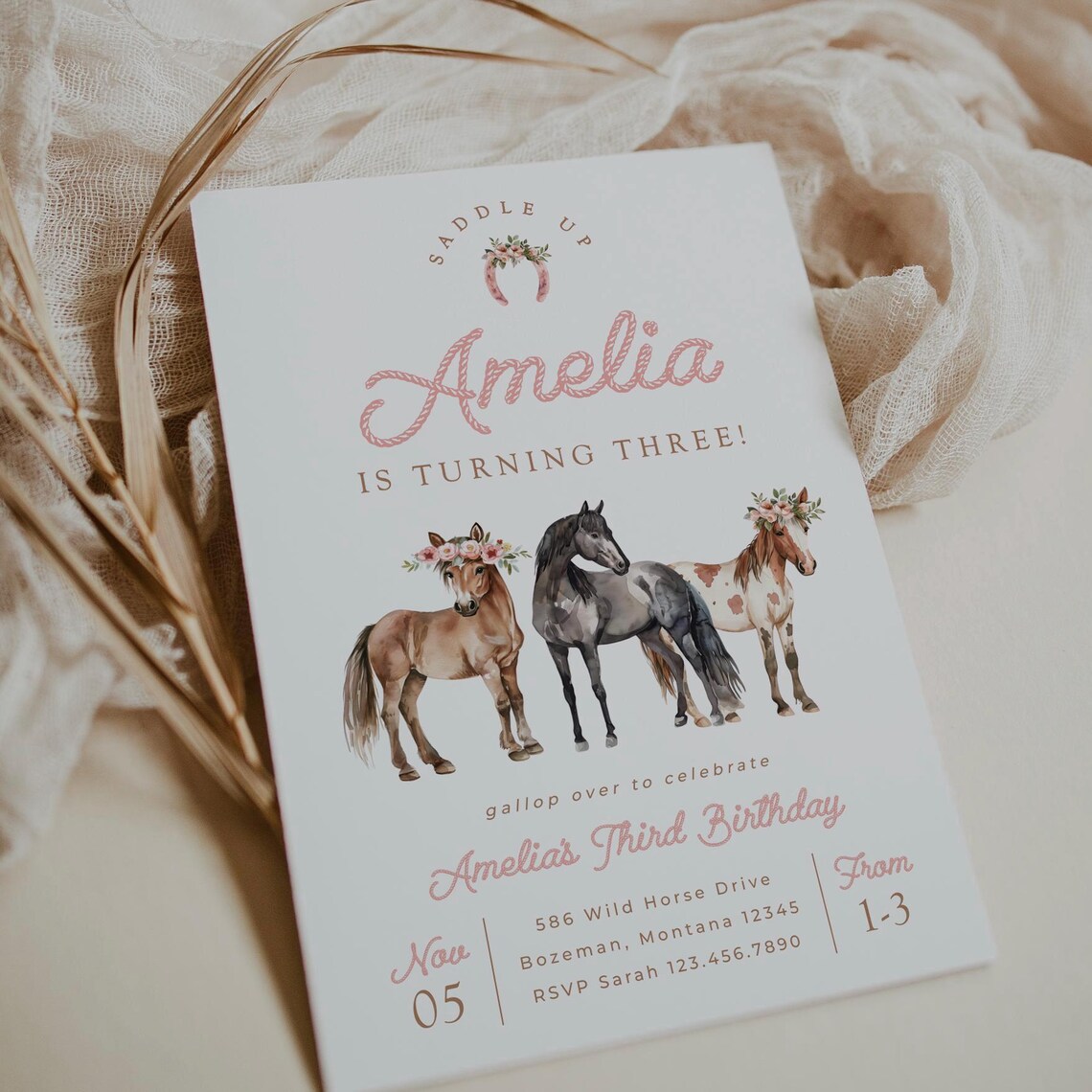 Horse Invitation Pony Birthday Party Invite Western Rodeo Cowgirl ...