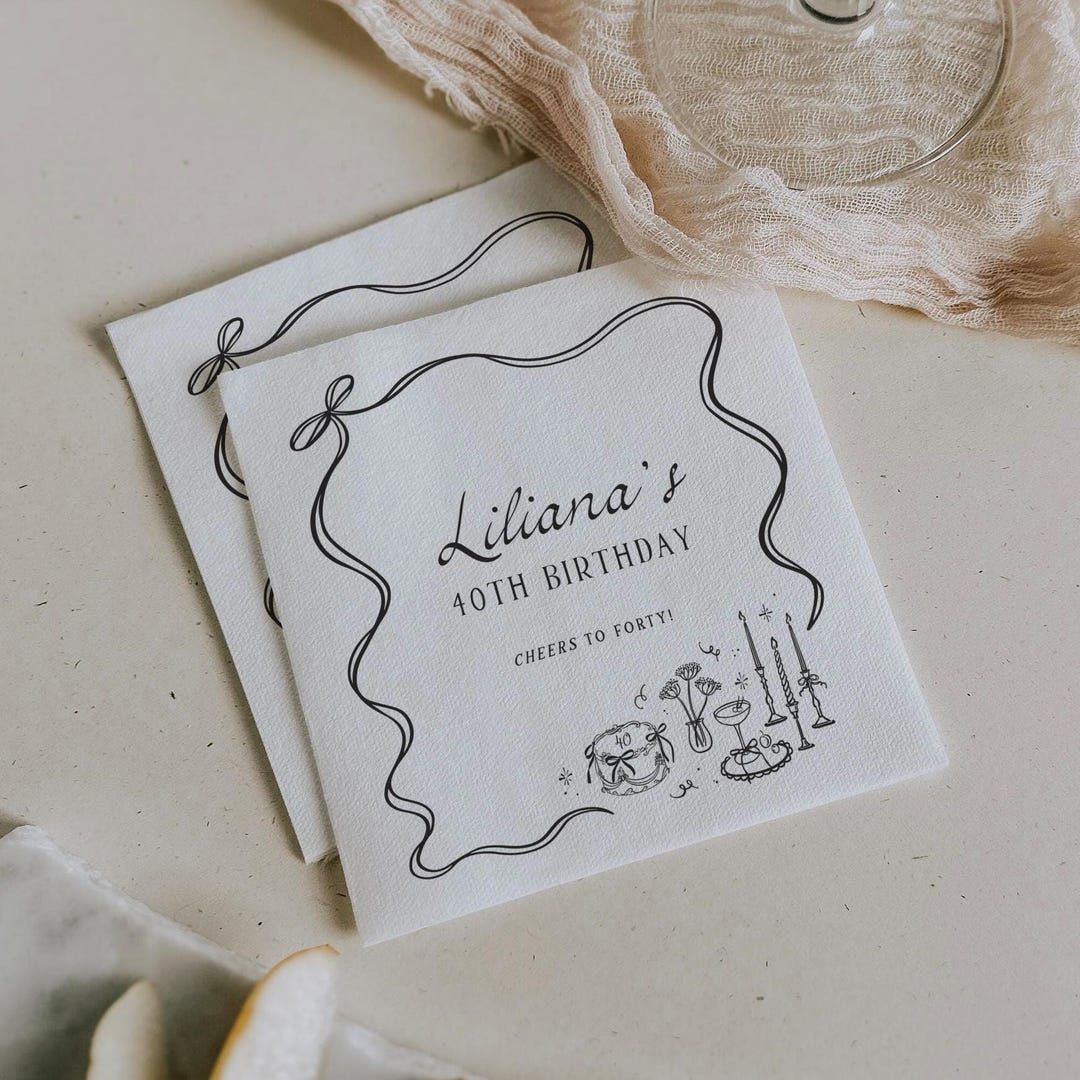 Cocktail Napkin Template Editable Dinner Party Napkin Download Quirky ...