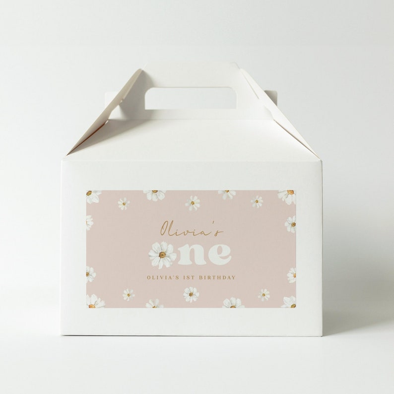 Daisy Birthday Gable Box Label Template With Retro Flower - Etsy