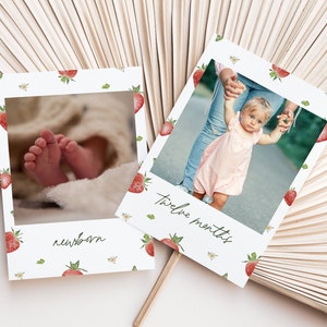 Berry First Birthday Month Photo Banner Sign, Strawberry Birthday ...