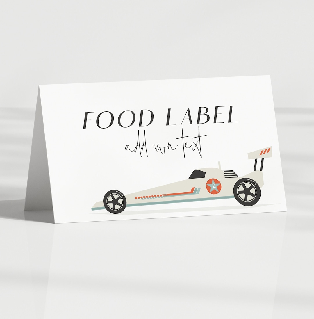 Editable Race Car Food Tent Card Two Fast Birthday Food Label Template ...