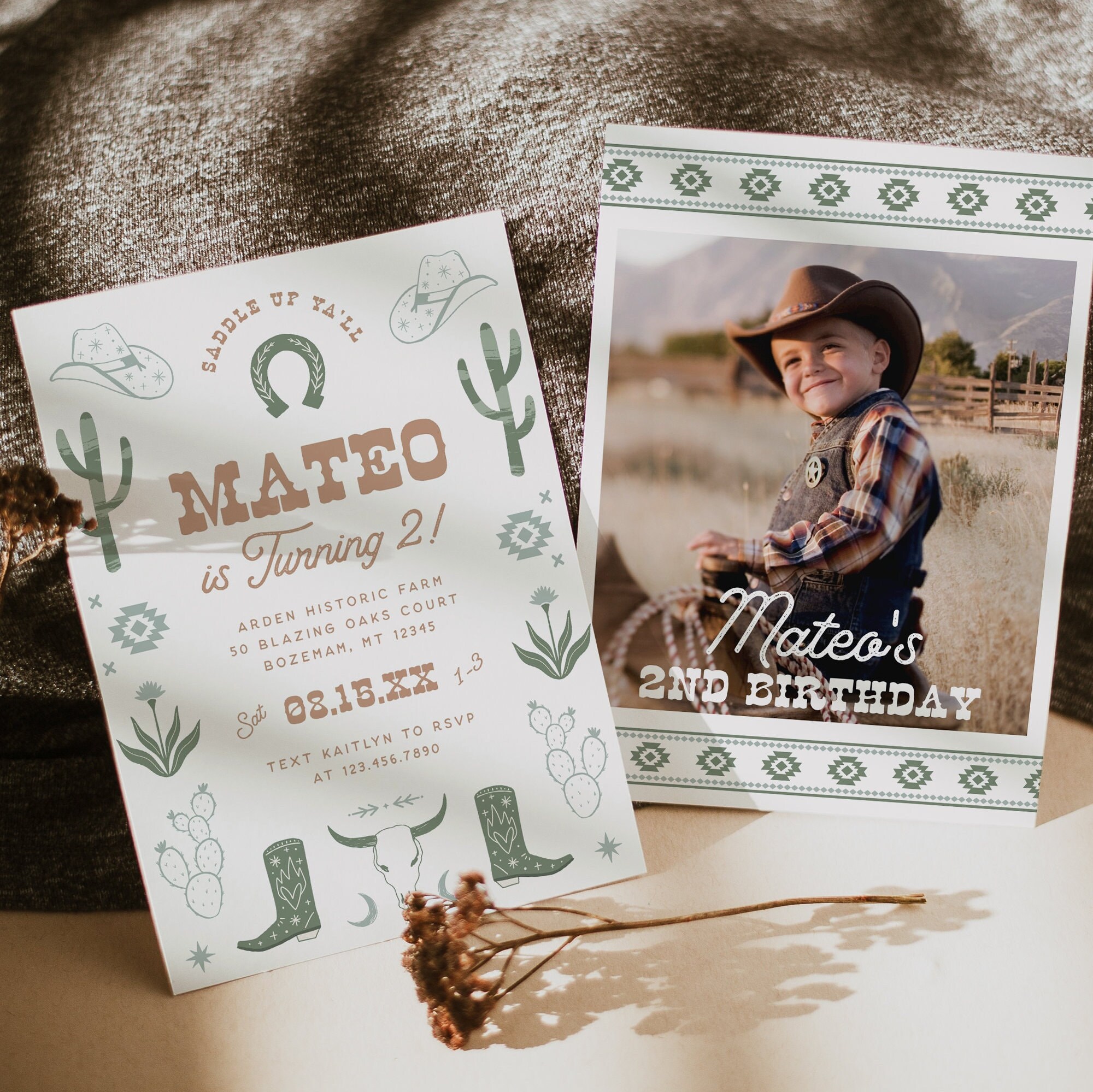Wild West Invitation Cowboy Birthday Invite 1st Rodeo Retro Western ...