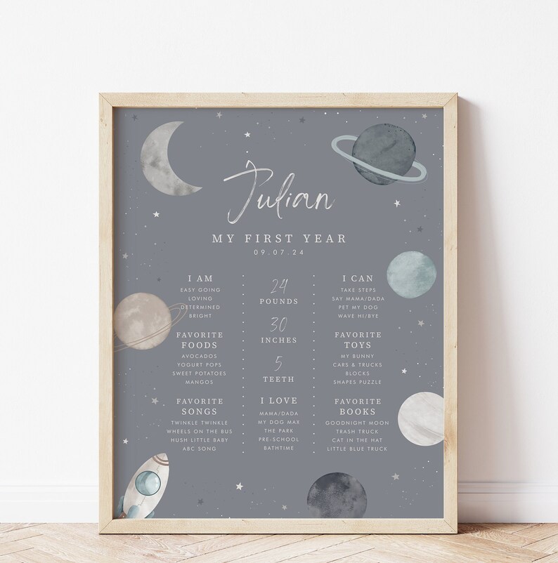Space Month Photo Banner Sign Astronaut Birthday Party Monthly Picture ...