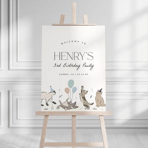 Cat Birthday Welcome Sign Kitten Party Sign Modern Kitty Cat Pawty Sign ...