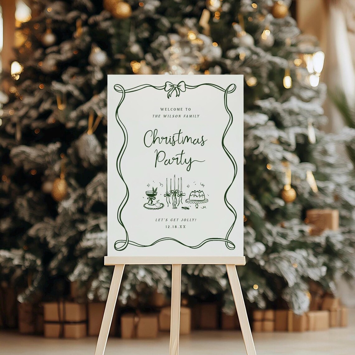 Holiday Party Welcome Sign Whimsical Christmas Sign Board Friendsmas ...