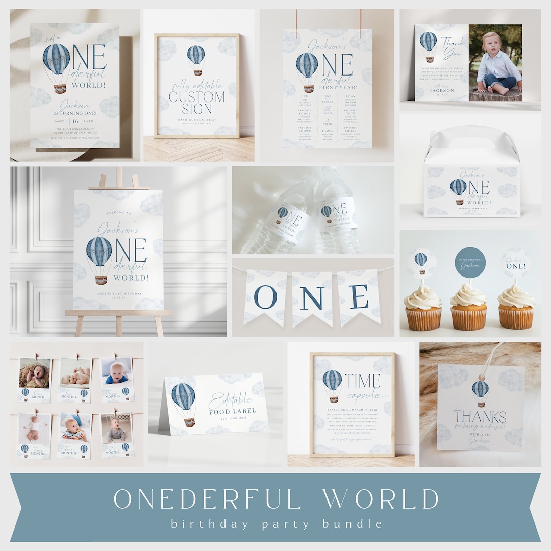 Onederful First Birthday Party Bundle Printable 1st Birthday Party ...