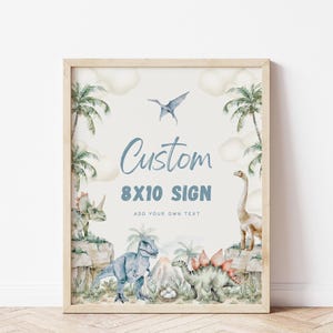 Dinosaur Sign Template Customizable Sign Editable Dinosaur Party Poster ...