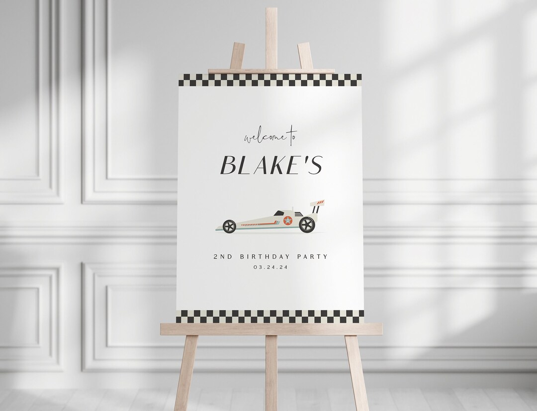 Modern Race Car Birthday Welcome Sign, Two Fast Birthday, Two Fast Two ...