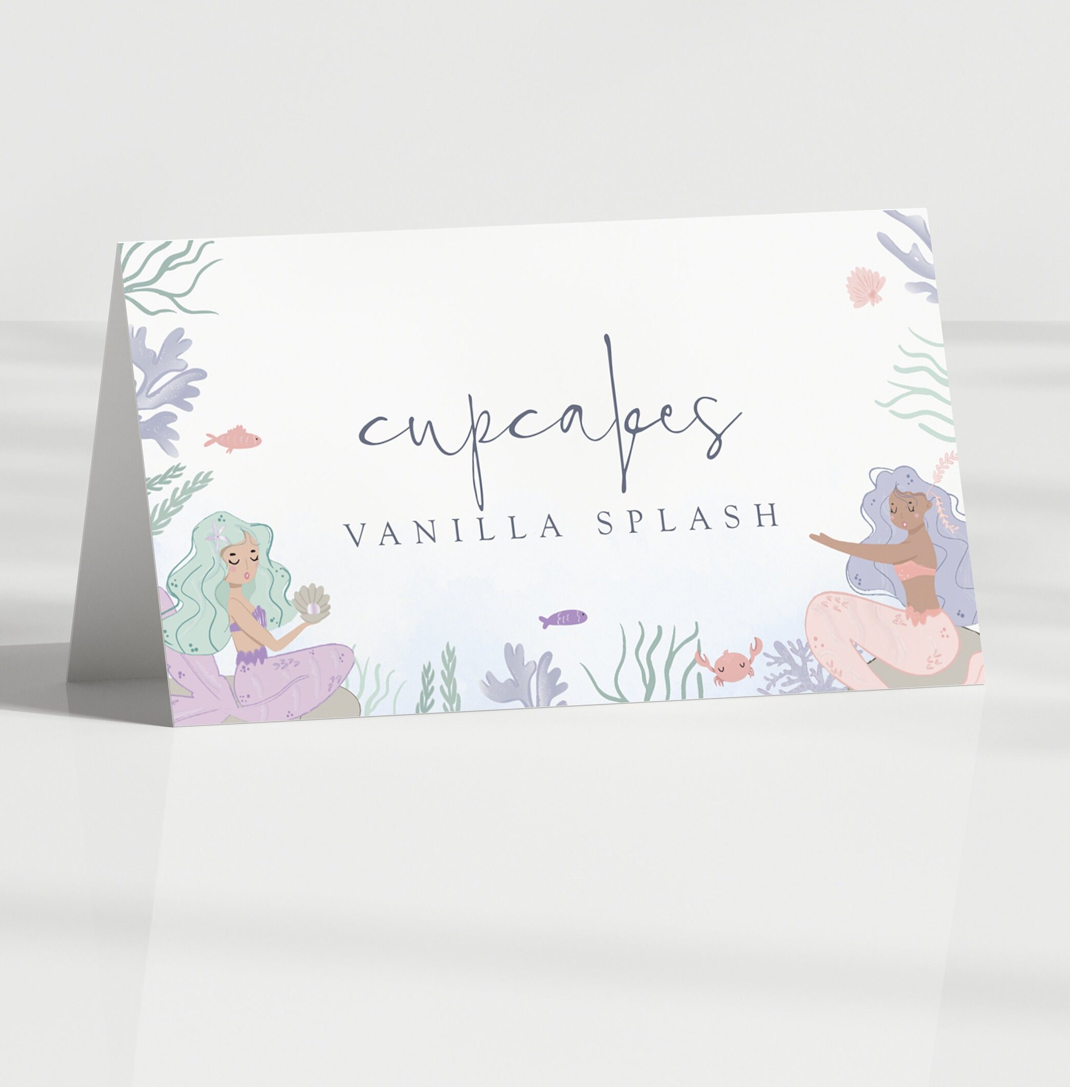 Mermaid Food Label Tent Card Place Card Editable Under the Sea Birthday ...