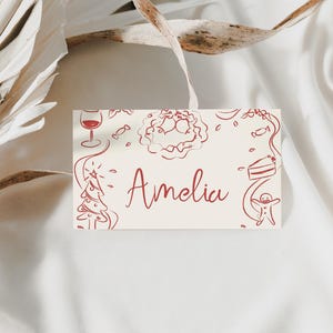 Christmas Place Card Whimsical Christmas Food Label Template Hand Drawn ...