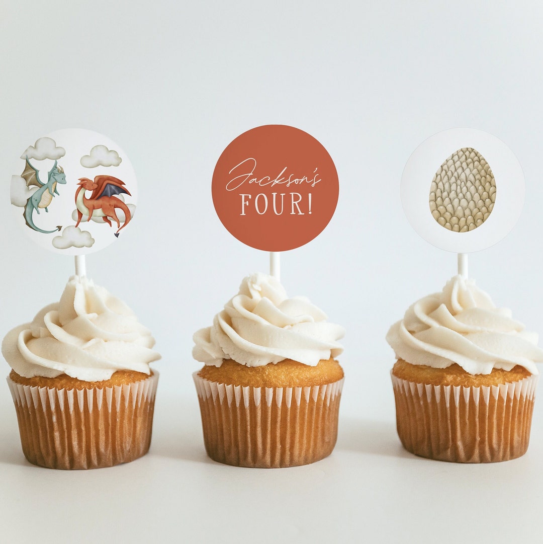Dragon Cupcake Toppers Magical Castle Birthday Party Dragons Party ...