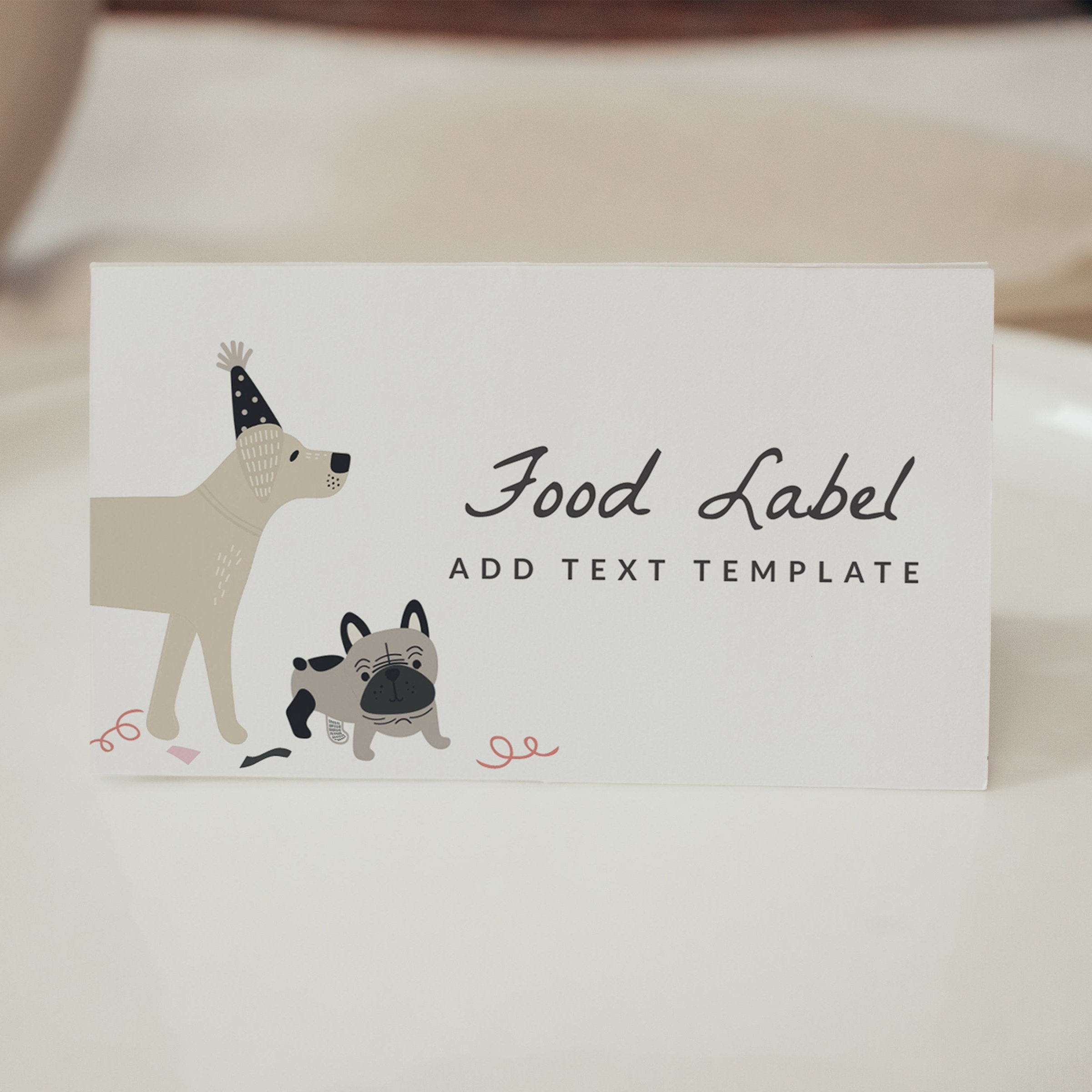 Dog Food Label Template Puppy Party Food Tent Cards Modern Dog Place ...