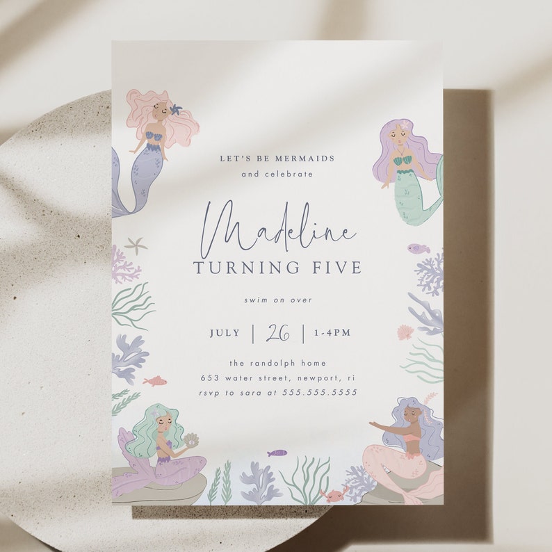 Mermaid Fully Editable Party Sign 8x10 Custom Table Sign Favor Sign ...