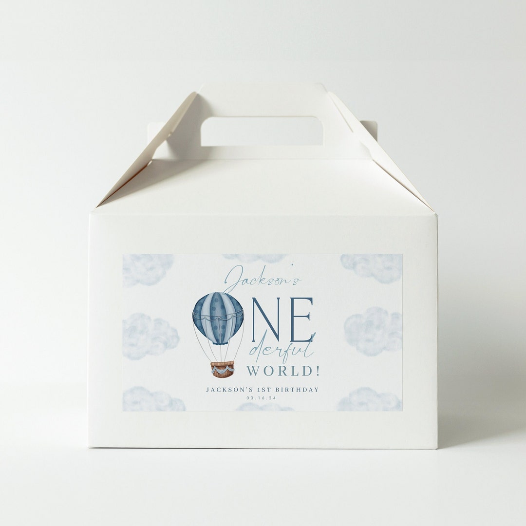 Onederful Gable Box Label Favor Box Label Editable First Birthday Decor ...