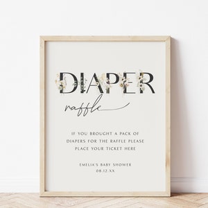 Diaper Raffle Sign, Raffle Table Sign, Baby in Bloom, Minimalist Baby ...