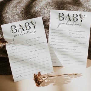 Baby Shower Games, Baby Predictions Card, Baby in Bloom Shower, Baby ...