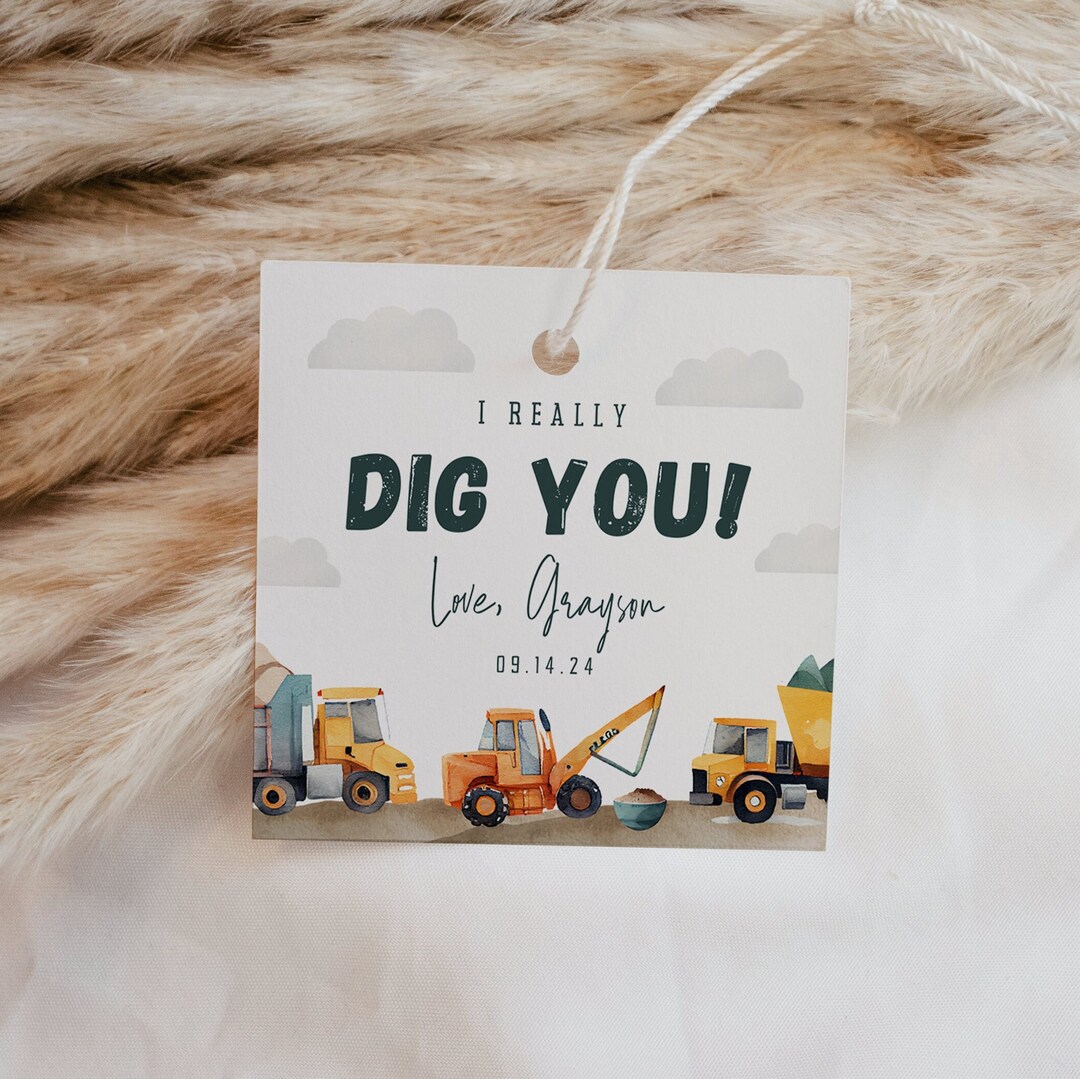 Construction Birthday Party Favor Tag Printable Template Construction ...
