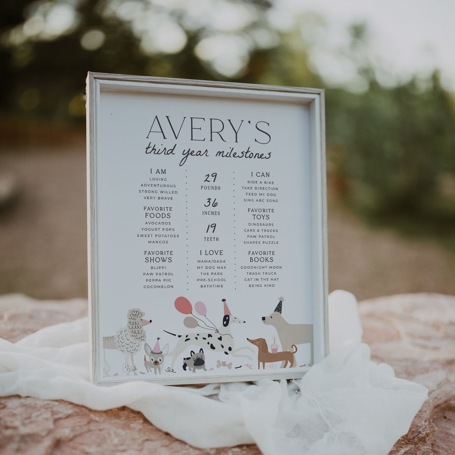 Dog Milestone Sign Puppy Party Sign Customizable Modern Dog Pawty Year ...