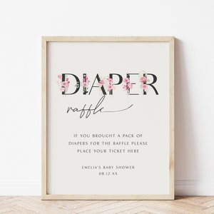 Diaper Raffle Sign, Raffle Table Sign, Baby in Bloom, Minimalist Baby ...