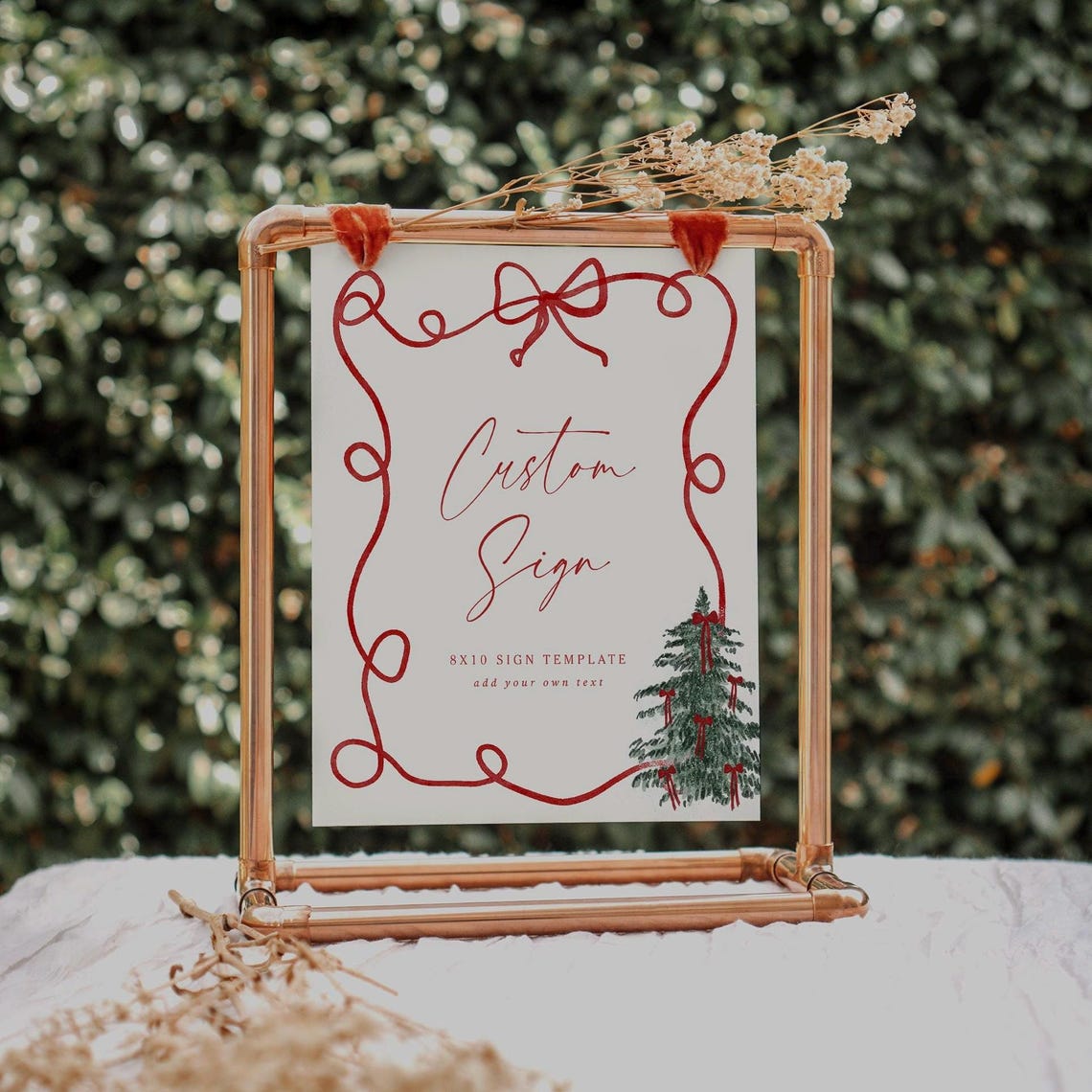 Christmas Party Custom Sign Hand Drawn Holiday Dinner Party Table Sign ...