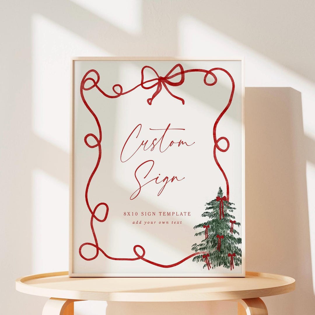 Christmas Party Custom Sign Hand Drawn Holiday Dinner Party Table Sign ...