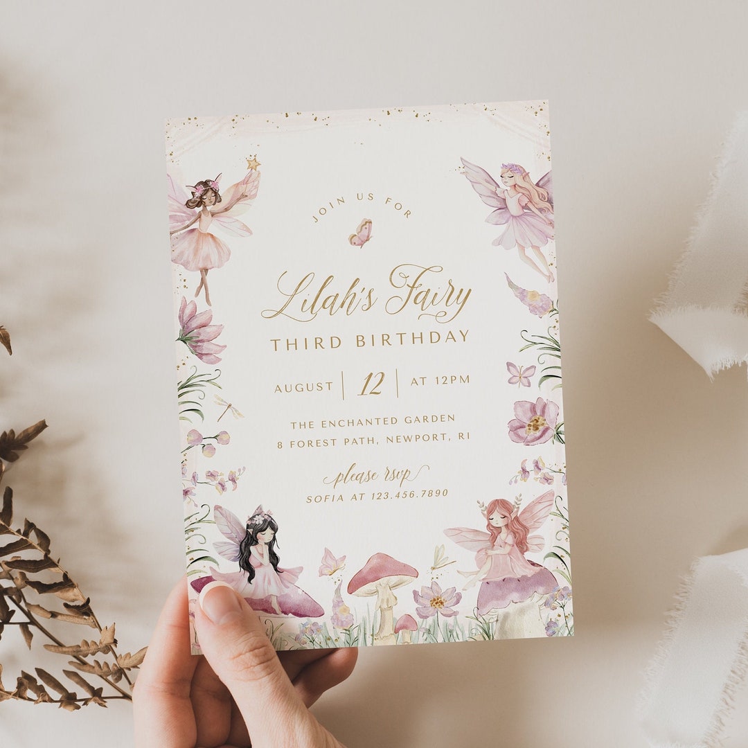 Fairy Birthday Invitation Fairies Birthday Party Mushroom Garden Party ...