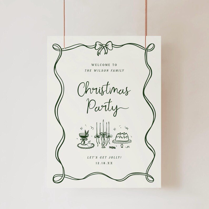 Holiday Party Welcome Sign Whimsical Christmas Sign Board Friendsmas ...
