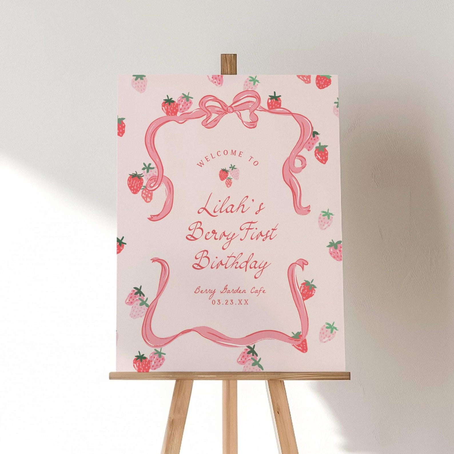 Berry Birthday Welcome Sign Template Printable Berry First Birthday ...