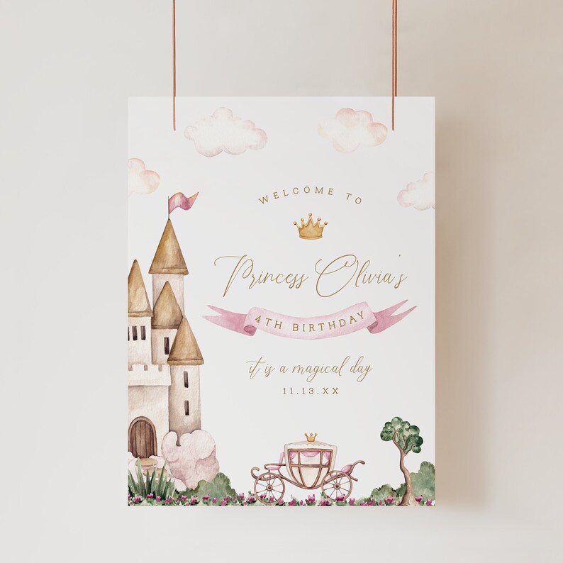 Princess Birthday Party Customizable Sign Magical Fairy Tale Party ...