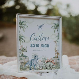 Dinosaur Sign Template Customizable Sign Editable Dinosaur Party Poster ...