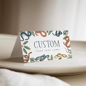Snake Food Tent Card Template Reptile Party Food Label Modern Snake ...