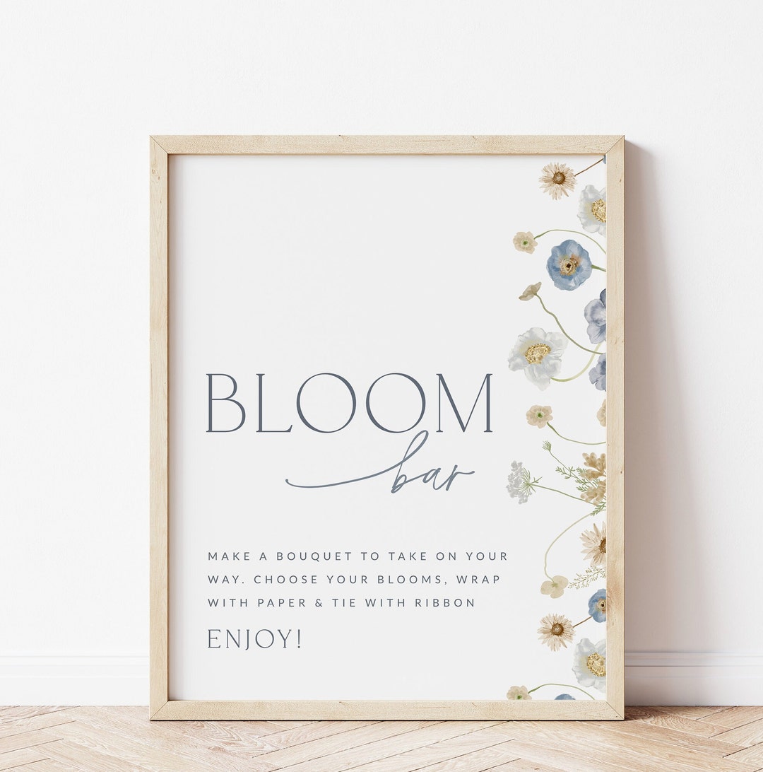 Flower Bar Sign, Bloom Bar Sign, Bridal Shower Editable Sign, Love in ...