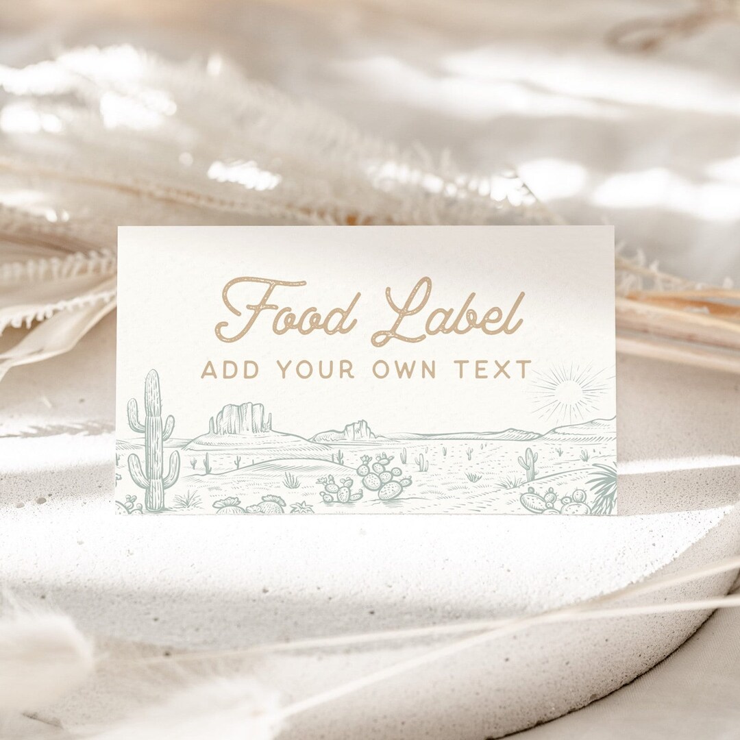 Western Food Label Cowgirl Birthday Party Wild West Place Card Retro ...