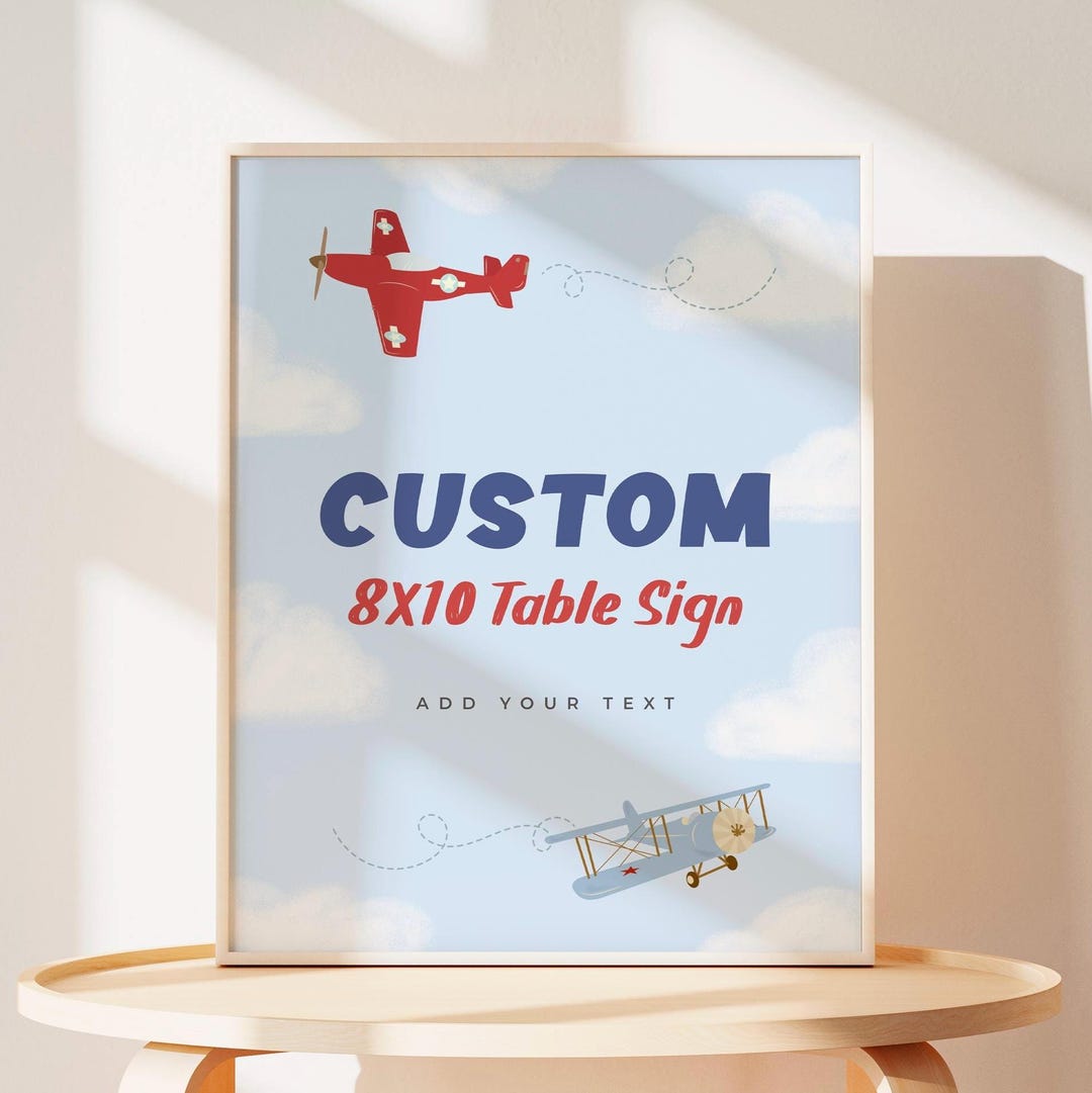 Airplane Birthday Sign Editable Airplane Birthday Table Sign Aviation ...