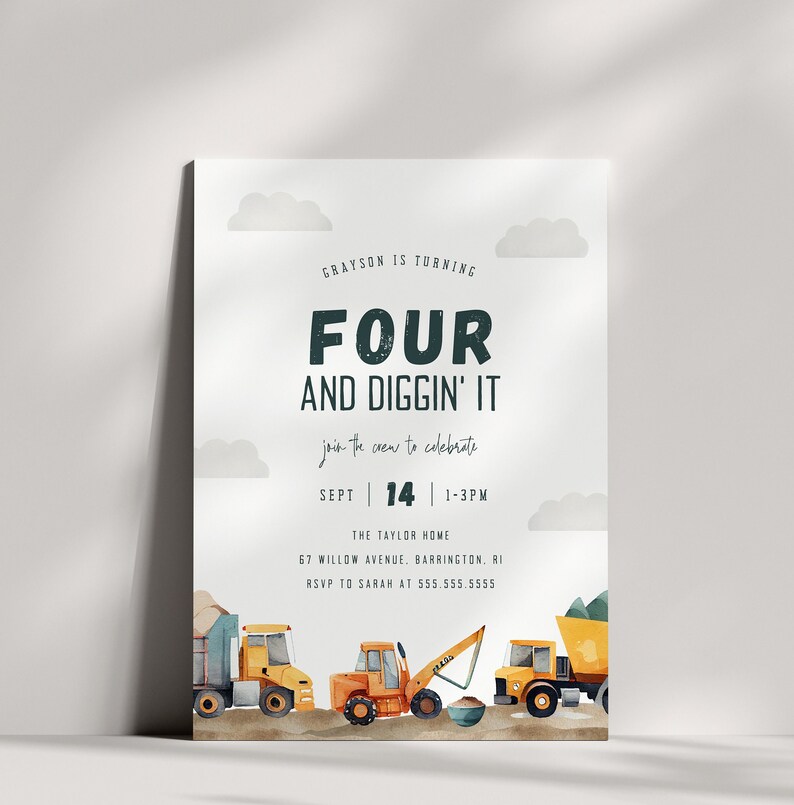 Construction Birthday Party Custom Sign Trucks Birthday DIY Party Sign ...