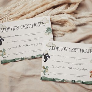 Dragon Adoption Certificate, Adopt a Dragon Form, Boy Dragon Birthday Party, Editable Template ...